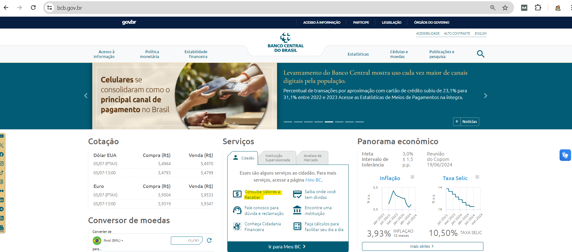 Banco Central Libera Consulta De Valores A Receber De Instituições
